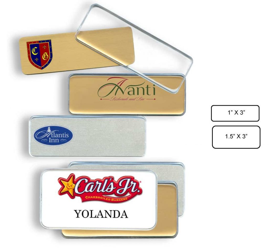 Aluminum w/ Clear Cover (Lens) Name Tags Badges - Name Badges